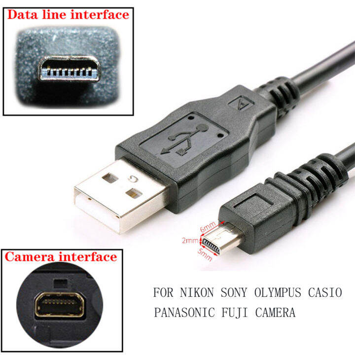 C-E6กล้องดิจิตอล USB Data CABLE MINI 8 Pin สำหรับ Nikon COOLPIX Fuji ...