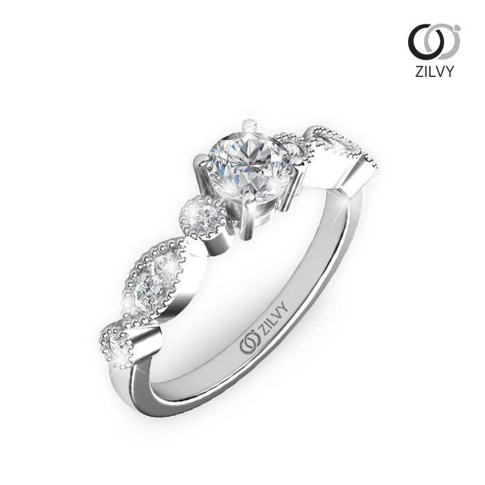 ZILVY - แหวนเพชรผู้หญิง เพชนน้ำร้อย พร้อม GIA ตัวเรือนทองคำขาว | Lazada ...