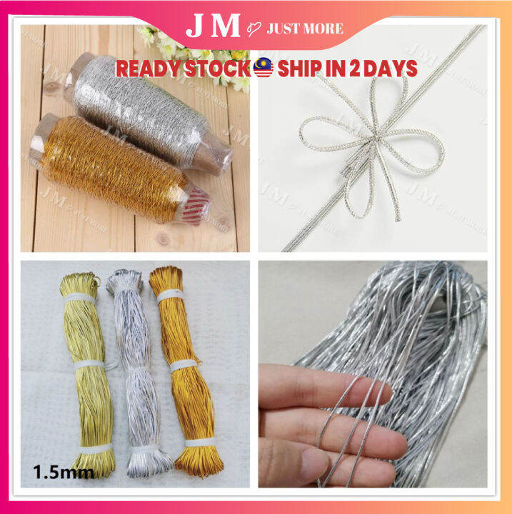🇲🇾 𝐄𝐋𝐀𝐒𝐓𝐈𝐂 0.6mm/1.0mm/1.5mm-260m/100m Metallic Gift Tag Cord Elastic ...