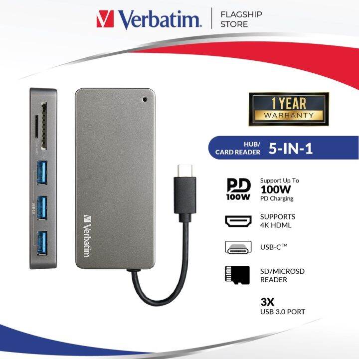 Verbatim 5-Port Hub USB 3.1 Type C with Card Reader | Lazada PH