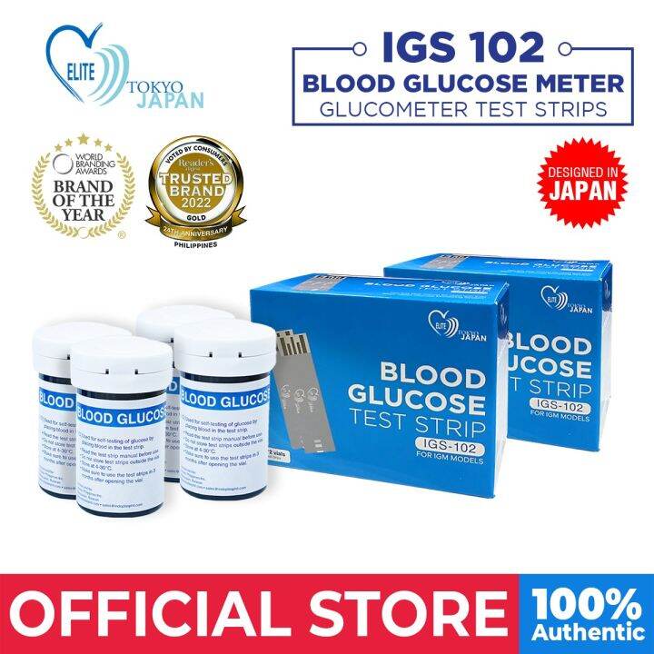 Elite IGS102 Blood Glucose Meter Glucometer Test Strips - 100 pcs (2 ...
