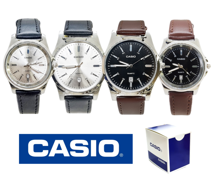 นาฬิกาข้อมือcasio สายหนังสีน้ำตาล/ดำ มีวันที่ นาฬิกาcasioผู้หญิงและ ...