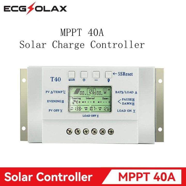 ECGSOLAX MPPT Solar Charge Controller 40A 20A 12V 24V Auto Solar Regulator With LCD Display Load ...