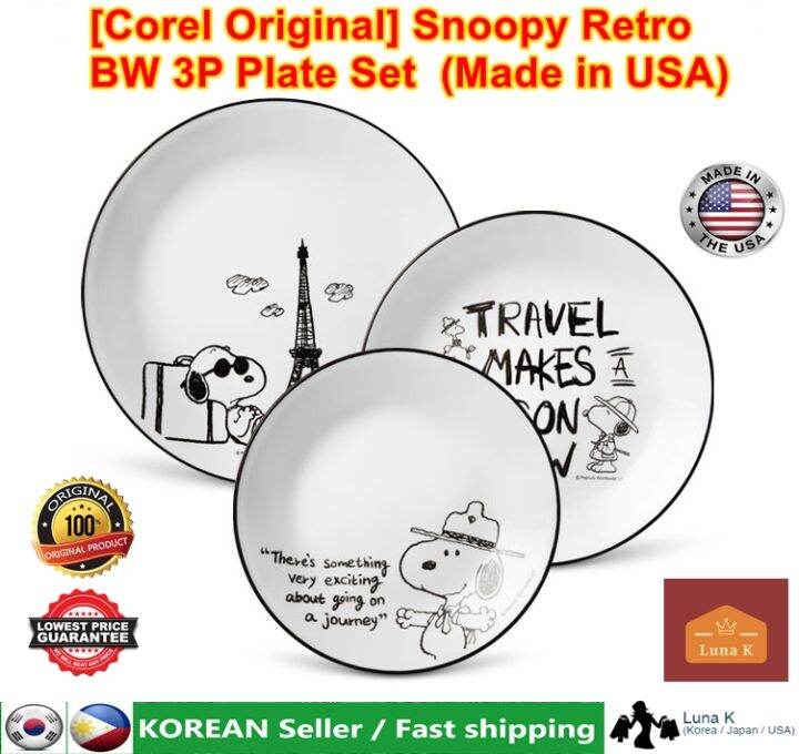 [Corelle Original] Snoopy Retro BW Snoopy Brunch Set 6Pcs / Special ...
