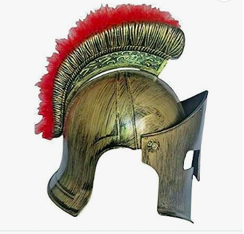 Premium Quality Spartan Gold Helmet Red Plume Ancient Gladiator Fancy ...