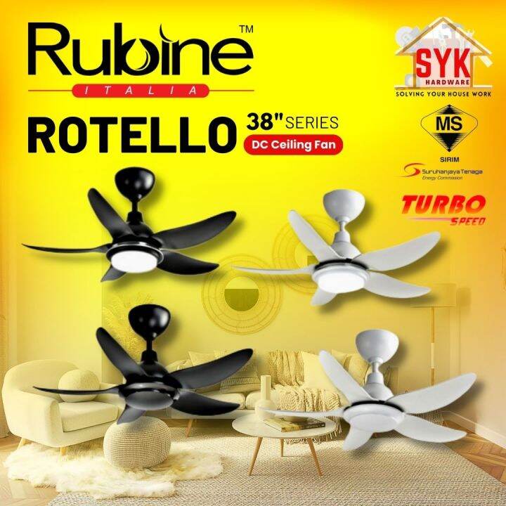 SYK Free Shipping Rubine Ceiling Fan Light Rotello 38 Inch DC Motor ...