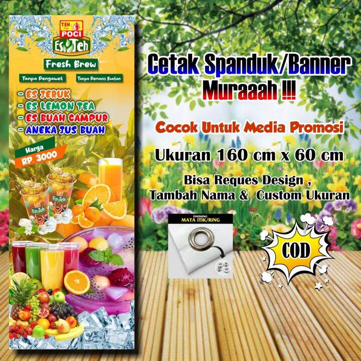 Spanduk Banner Minuman Es Teh & Es Jeruk ukuran 160 cm x 60 cm | Lazada ...