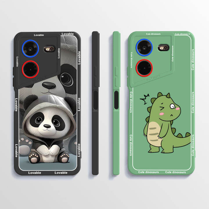 Casing Tecno Pova 5 Case Cute Dinosaur Square Edge Soft Silicone Rubber ...