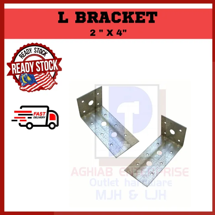 2" x 4" x 1.5mm Galvanized Iron (GI) L Bracket/ L bracket besi bumbung ...