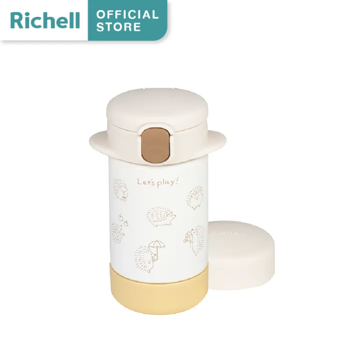 Richell ริเชล (ริชเชล/รีเชล) แก้วน้ำสแตนเลสแบบ 2 ฝาในชุด 2 Way Stainless Slim Bottle Mug 160 (W ...