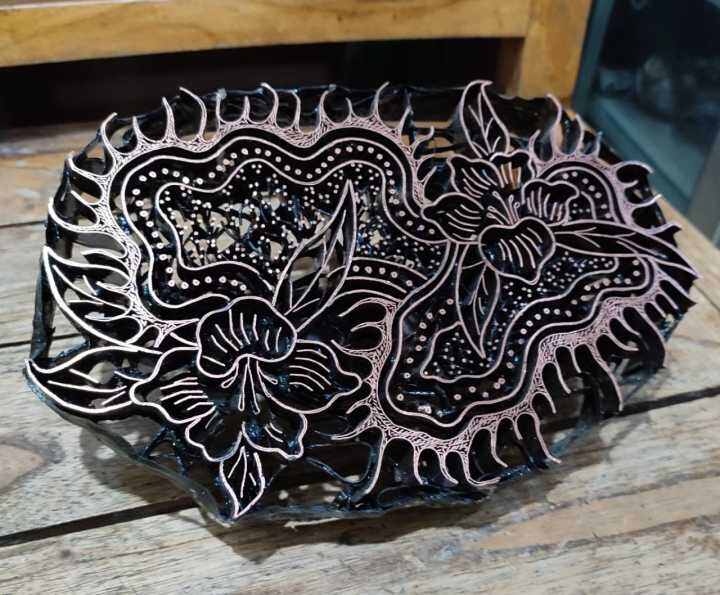 Alat Cap Batik Bahan Material Tembaga Kuningan Motif Bunga Kombinasi ...