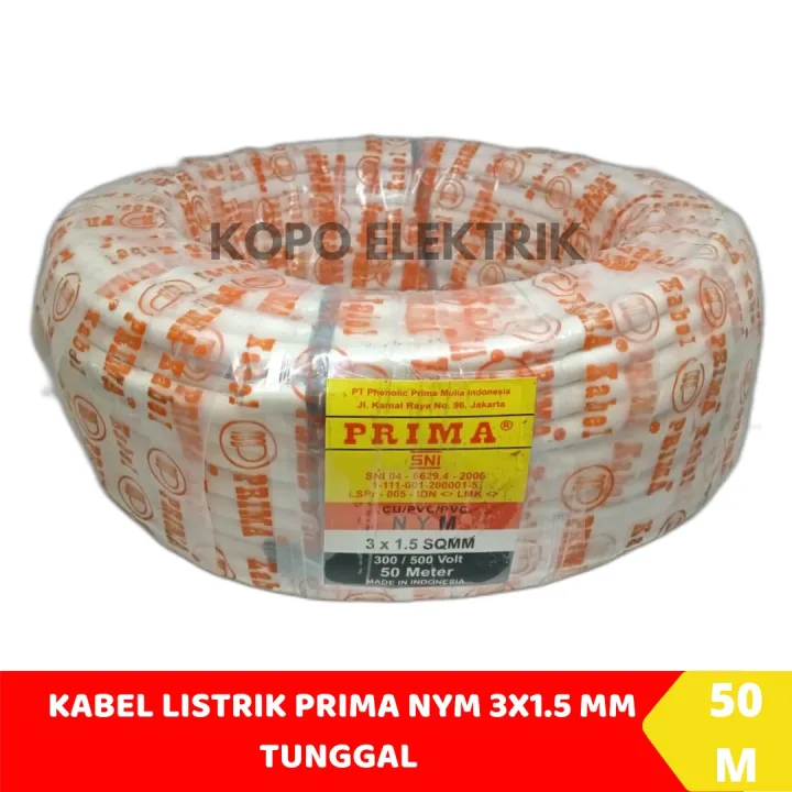 Kabel Listrik Prima NYM 3x1.5 50 Meter 3x1,5mm Kabel Tunggal Roll ...