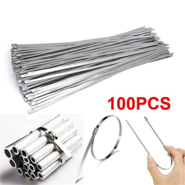 ⭐100pcs⭐ 304 Stainless Steel Cable Ties 4.6mm Heavy Duty Self-locking ...