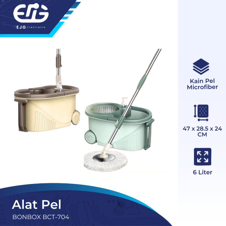 BONBOX BCT704 BCT 704 Alat Pel Lantai PLUS Kain Fiber dengan Ember Spin Mop Mencuci dan Membilas ...