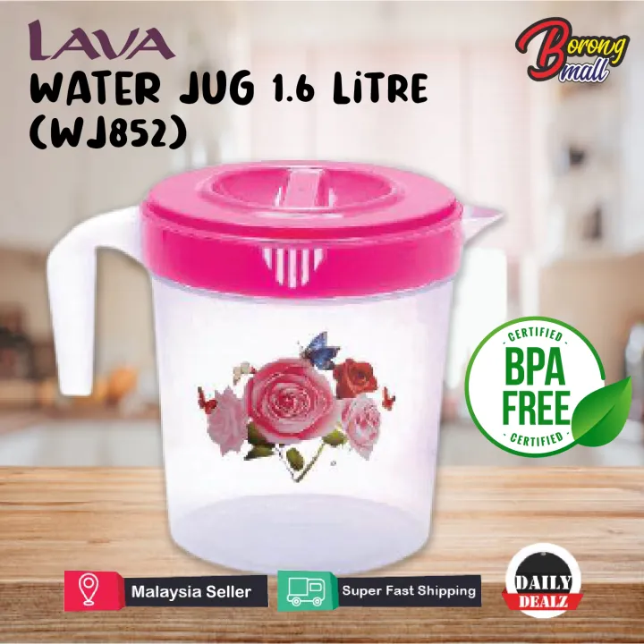 LAVA Plastic Water Jug 1.6 Litre WJ852 Kitchen Serving Drink/Jag Air ...