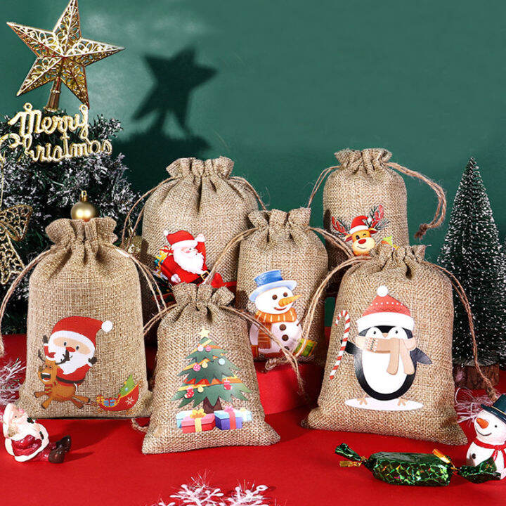 ABL Pouch Serut ถุงของขวัญคริสต์มาสปอกระเจาใช้ซ้ำได้ถุงเก็บฝ้ายลินิน1 ...