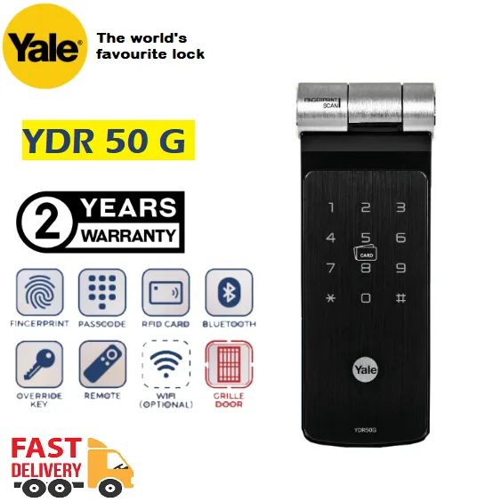 Yale YDR50G Smart Digital Gate Lock Grille Lock Kunci Gate Digital | Lazada
