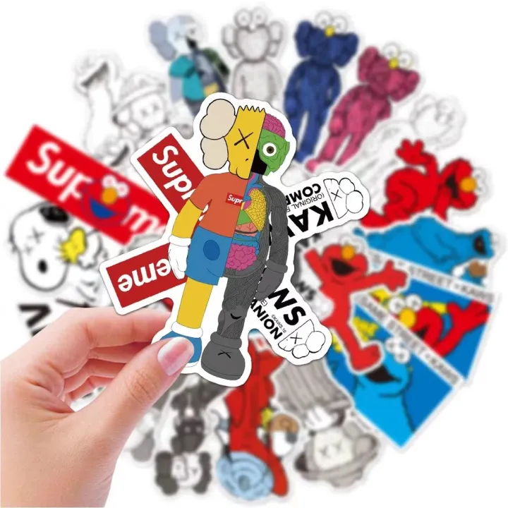 23Pcs KAWS x Sesame Street Waterproof Sticker Elmo and oscar American ...