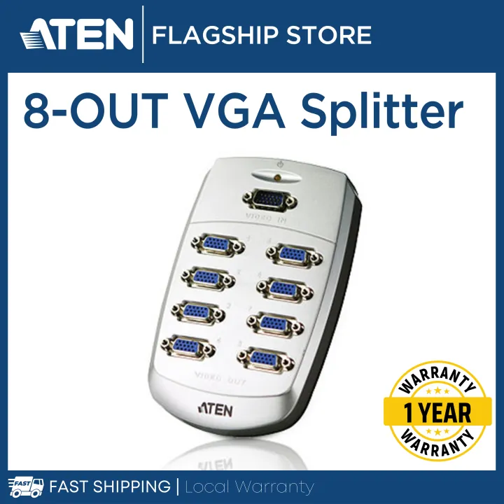 ATEN VS88 8-Port VGA 8 OUT Splitter Hi-Res 250 MHz bandwidth Wall Plate ...