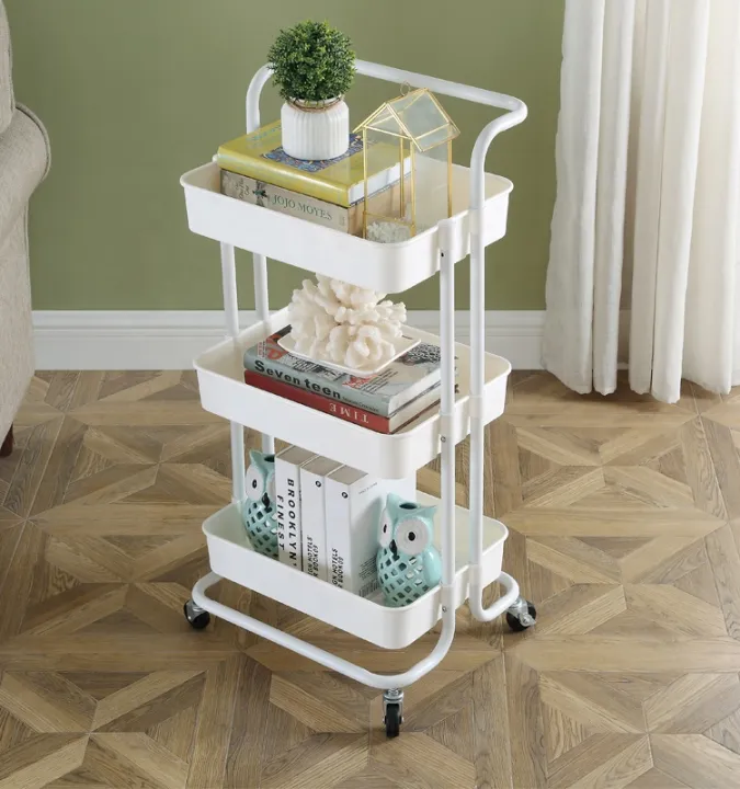 3-Tier Kitchen Utility Metal Trolley Storage Cart Shelf Rack Organizer ...