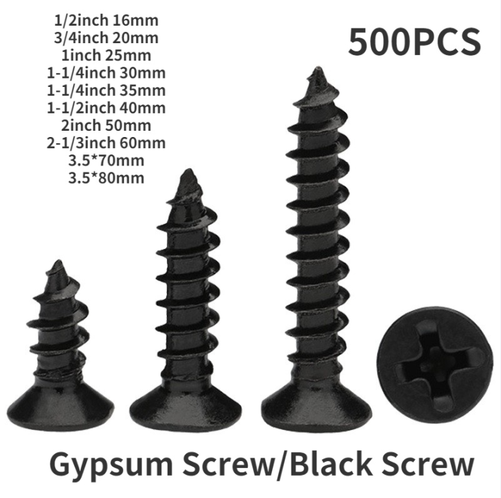 SBC hardware 500pcs Gypsum Screw/Black Screw for wood | Lazada PH