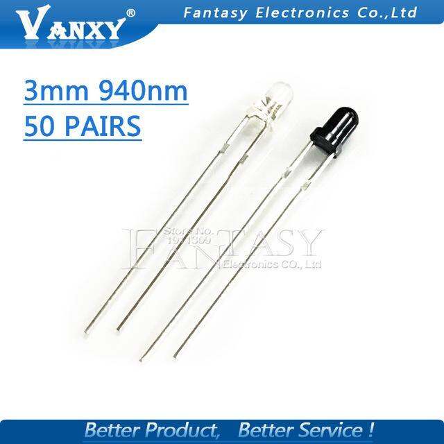 50pairs 3mm 940nm Leds Infrared Emitter And Ir Receiver Diodes Each