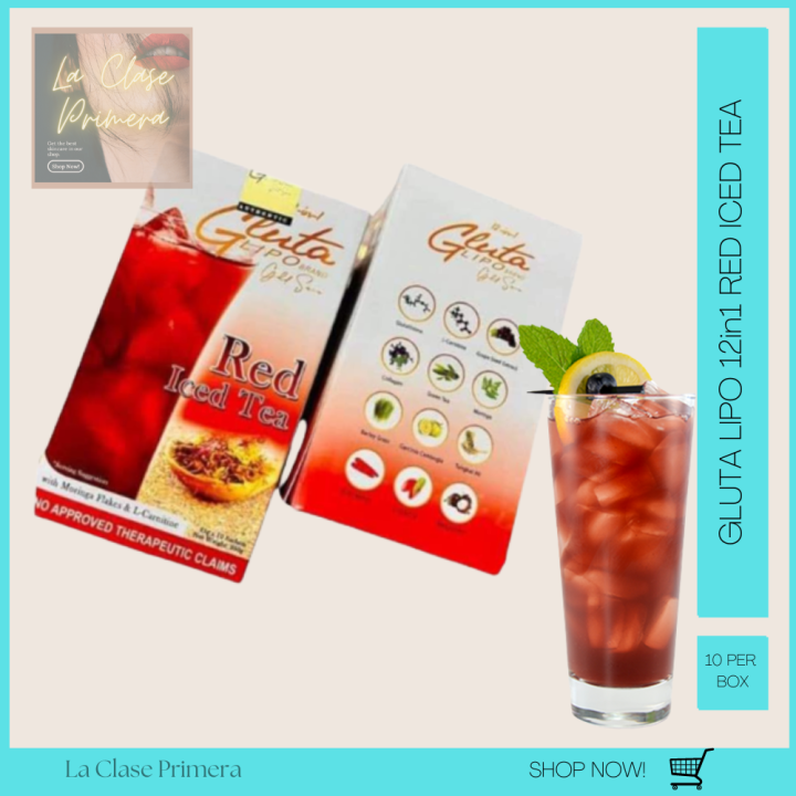 Gluta Lipo Gold Series 12-in-1 Red Iced Tea 10 Sachets Per Pack 25g ...