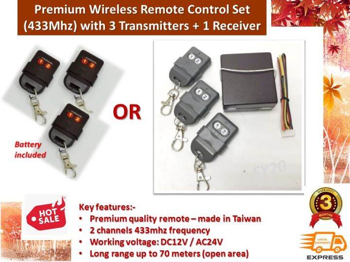2 Channel 433mhz Premium Autogate Remote Control (Set) (1 receiver and ...