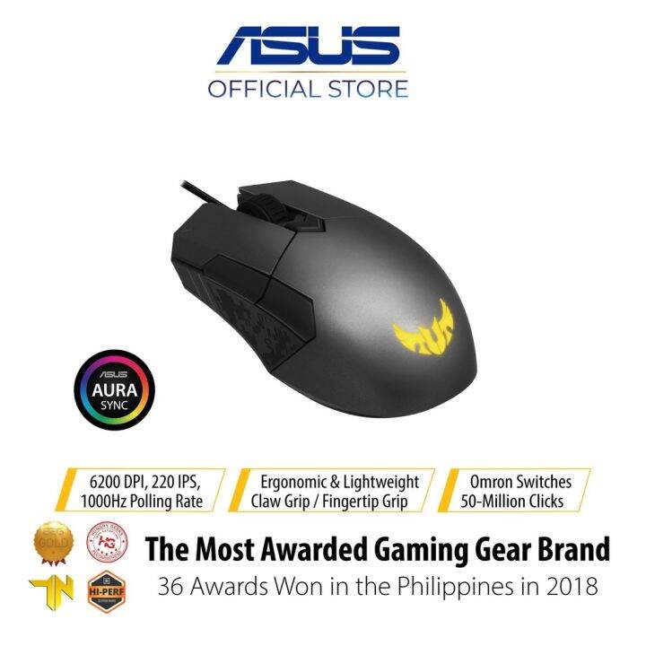 ASUS TUF Gaming M5 Optical USB RGB Gaming Mouse Featuring A 6200 DPI ...