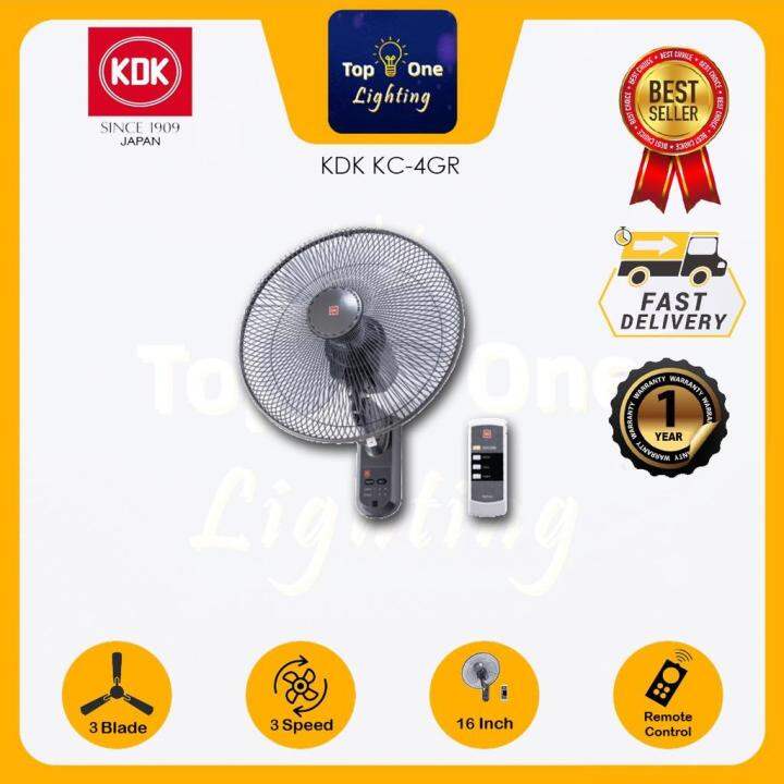 KDK KC-4GR 16" Wall Fan With Remote Control (Black) | Lazada