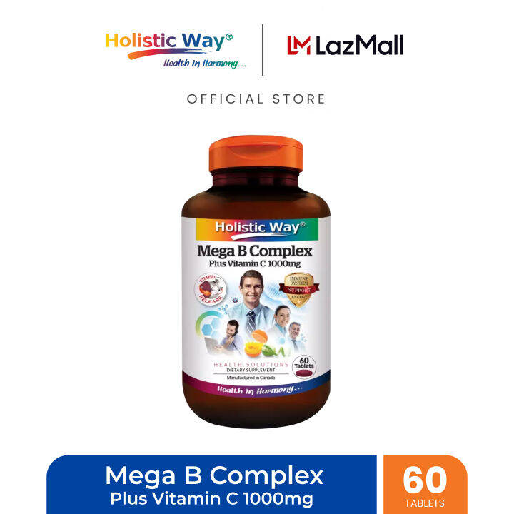 Holistic Way Mega B Complex Plus Vitamin C 1000mg (60 Veg. Caps) | Lazada PH