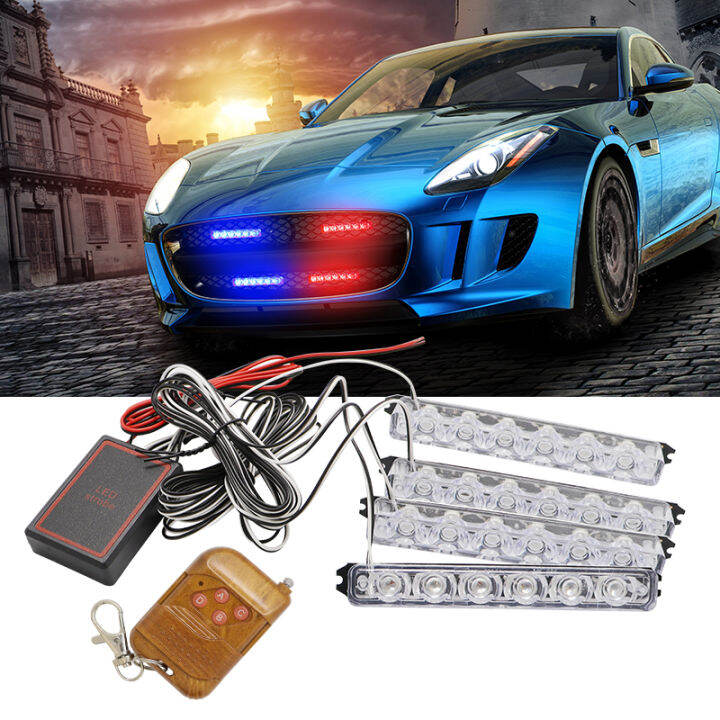 LED Grille Lightst Strobe Red Blue Emergency Remote Wireless Control ...