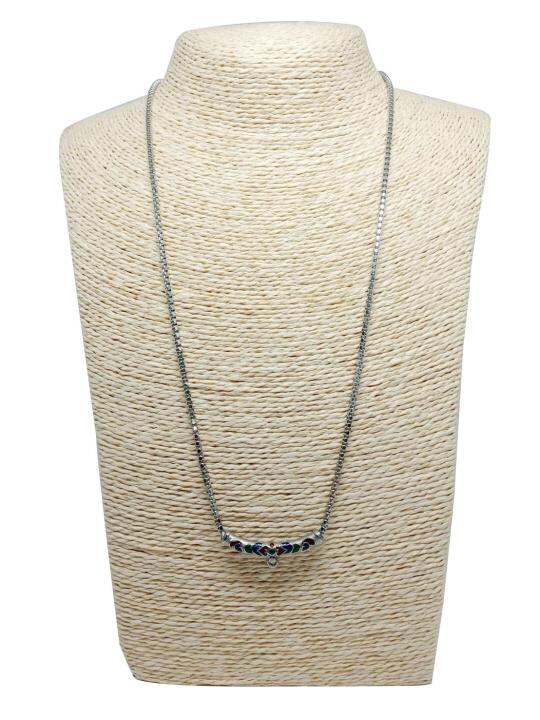 CJ Jewelry -สร้อยคอสแตนเลสแต่งโค้งลายสุโขทัยลงยา สำหรับแขวนพระ 1 องค์ ...