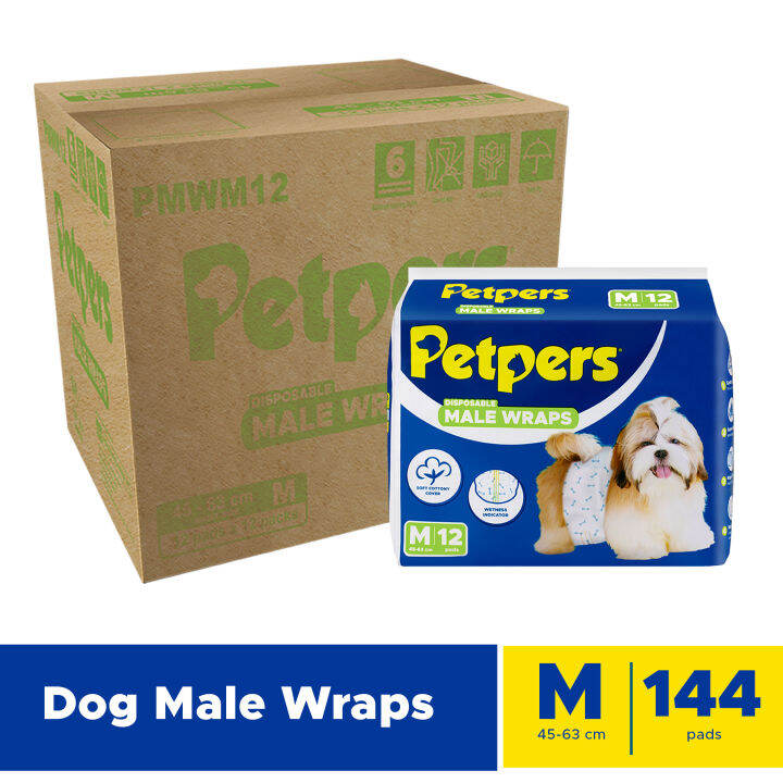 Petpers Male Wraps Medium 12's x 12 Packs (144 pcs) | Lazada PH