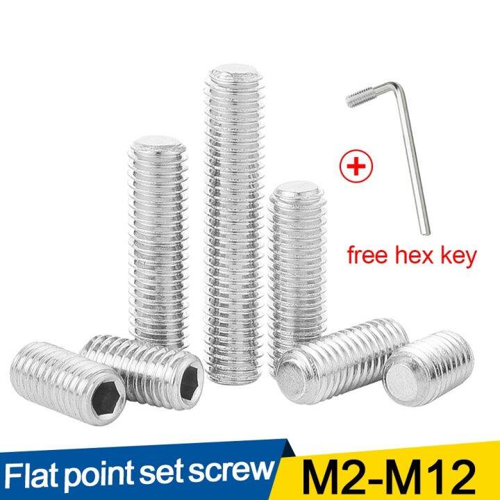 Hexagon Hex Socket Set Screw Flat Point Allen Head M2 M2.5 M3 M4 M5 M6 M8 M10 M12 Grub Screw ...
