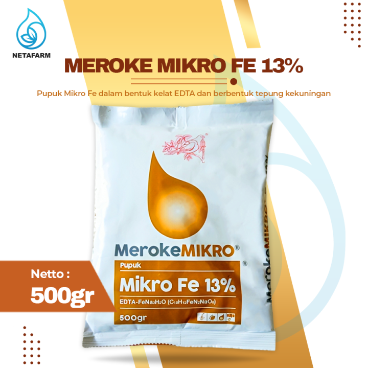 Meroke Mikro Fe EDTA 13% 500 gr - Nutrisi Mikro Besi Hidroponik Grade ...