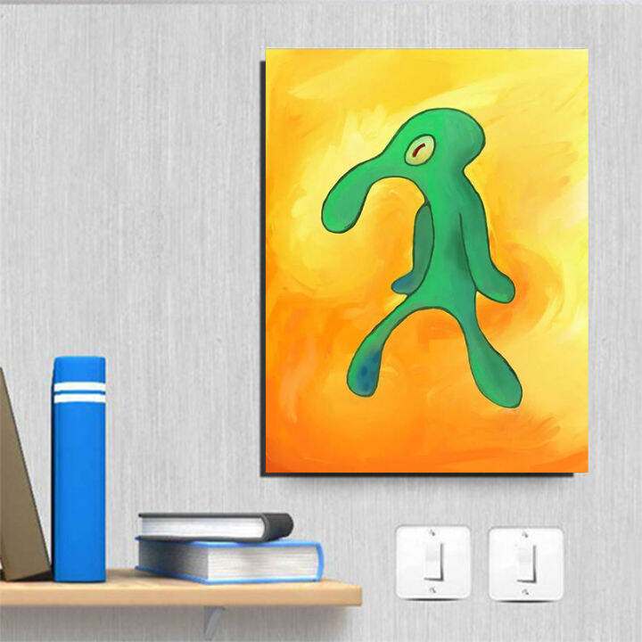 Poster dinding kayu model lukisan squidward | SK57 | Poster aesthetic ...