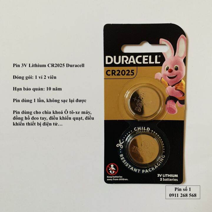 Pin Lithium 3V CR2025 Duracell vỉ 2 viên Loại tốt | Lazada.vn