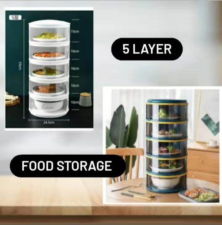 KCG Food Storage 5 Layer Food Keeper Warm Keeper Food cover Transparent ...