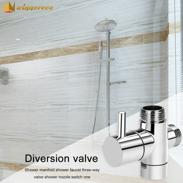 3 Way 1/2 Shower Faucet Water Splitter Shower Valve Diverter Nozzle ...