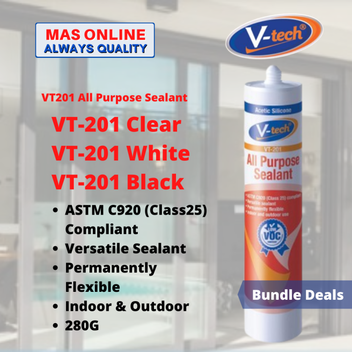 Vtech VT-201 Clear White Black V-Tech VT201 All PURPOSE SEALANT ...