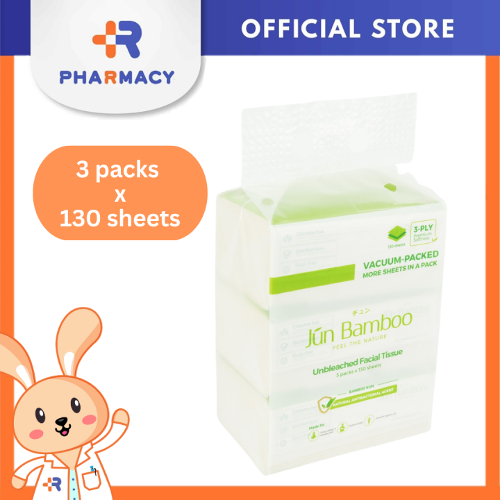 R Pharmacy | Jun Bamboo Unbleached Facial Tissue 130s X 3packs | Lazada