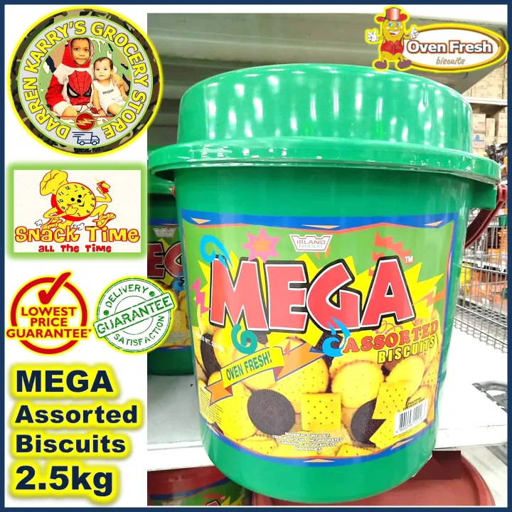 Island Biscuit Mega Assorted 2.5kg x 1 plastic bucket (Green) * Oven Fresh Biscuits from Darren ...