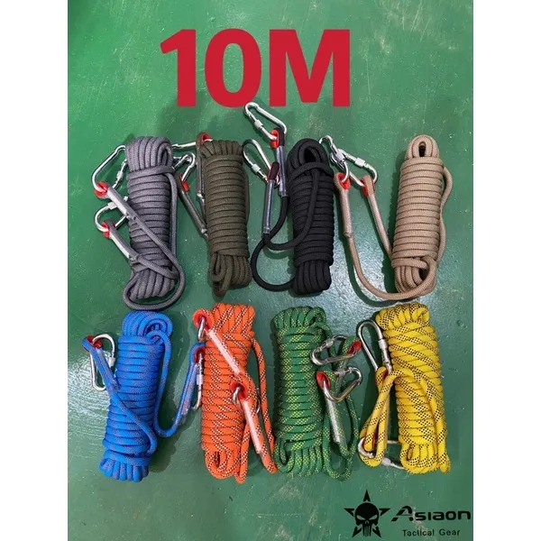Asiaon 10Meters Utility Rope With 2 Carabiners For Hiking Camping ...