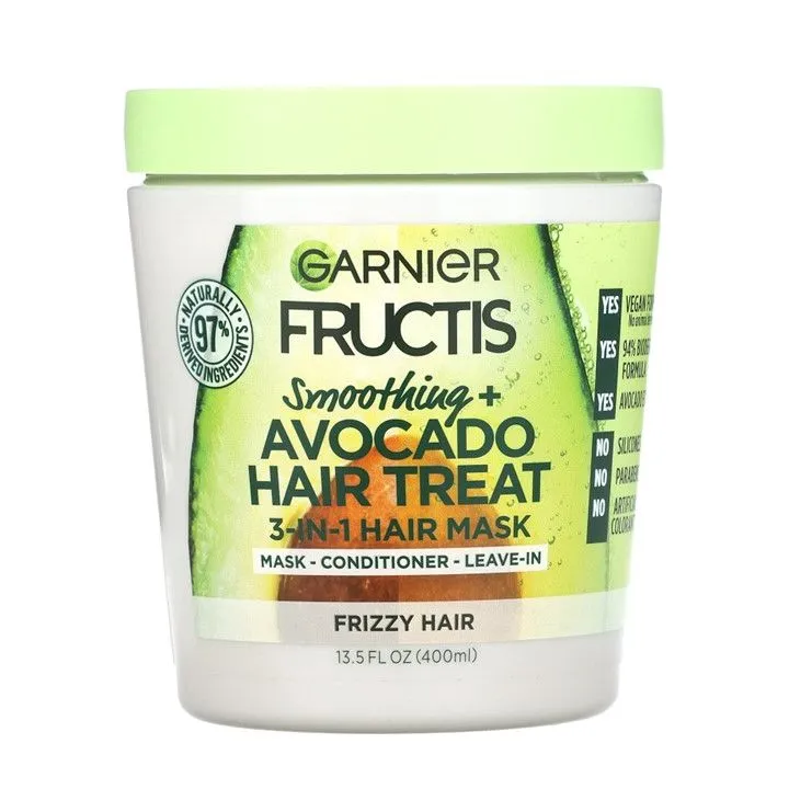 Garnier Fructis Smoothing + Avocado Hair Treat 3 in 1 Hair Mask 400ml ...