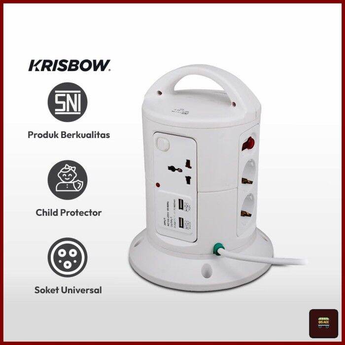 KRISBOW Colokan Listrik Stop Kontak Tower 4 Arah 3 Mtr Switch OnOff ...