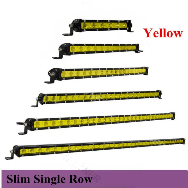 6D Yellow Lampu Led Light Bar Super Slim 7 13 19 26 32 Inch Work Light Bar Spot Off Road 4x4 ...