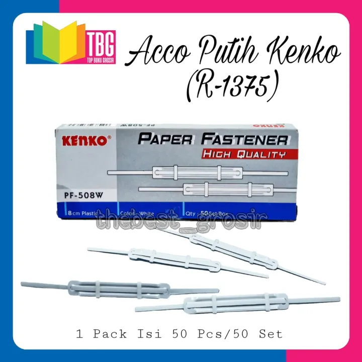 1 KOTAK (50 PCS) PAPER FASTENER 8CM KENKO / ACCO PUTIH KENKO (R-1375 ...