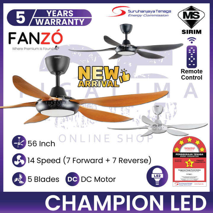 [NEW2022] FANZÓ CHAMPION LED Fan 56Inch 5 Blades 7 Speed DC Motor ...