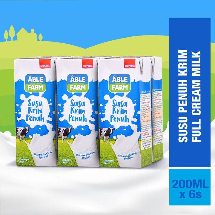 ABLE FARM FULL CREAM MILK 200ML X 6 | Lazada